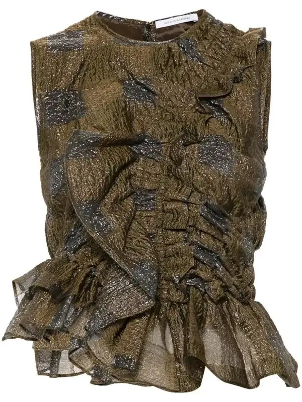 Cecilie Bahnsen Geo Top - Brown (gingham Jacquard)