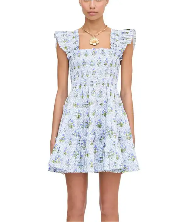 princess polly baby blue dress nickyhilton wears the Ellie Nap Dress® in Blue Basketweave Vine 🩵 main image 0