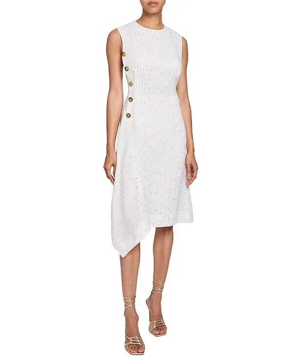Santorelli Becca Sleeveless Sheath Dress In Striped Linen