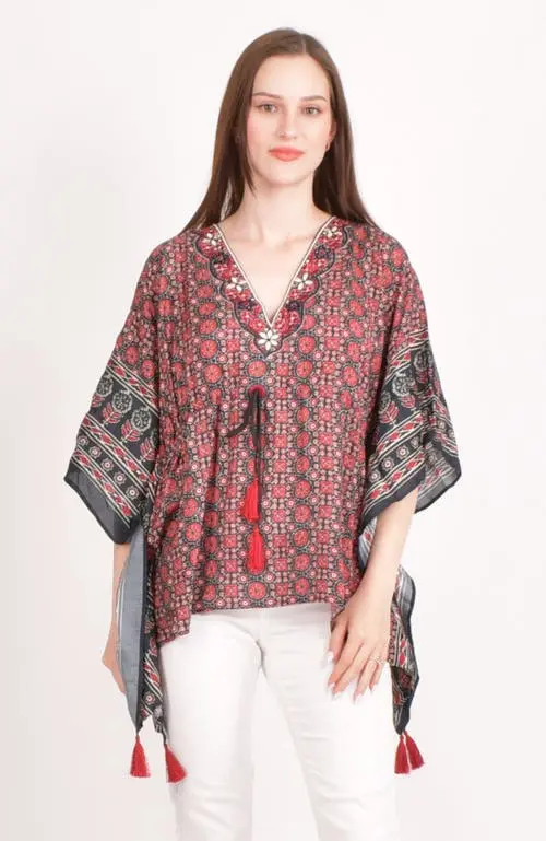 RAAS Yana Embroidered Ajrakh Kaftan Top