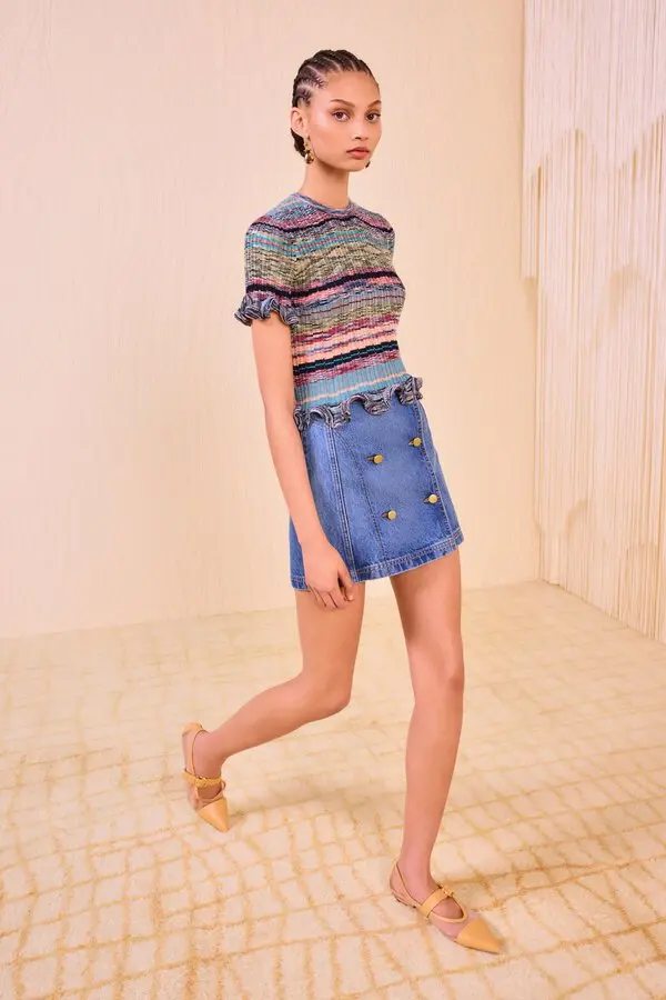 Ulla Johnson Miya Short Sleeve Knit Top - Azurite