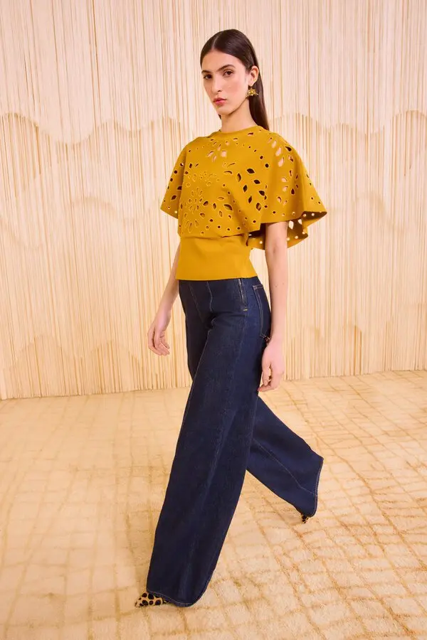 Ulla Johnson Josie Cape Sleeve Knit Top - Goldenrod