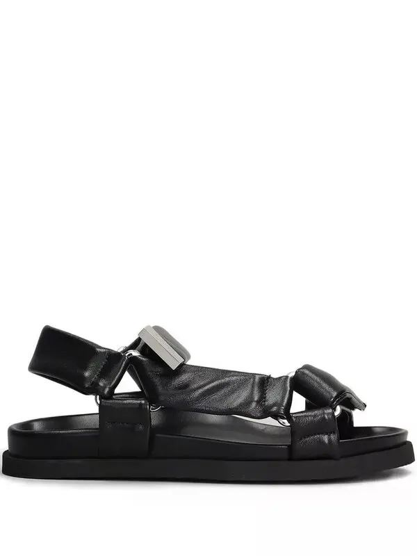 Attico Salinas Leather Flat Sandals - Black