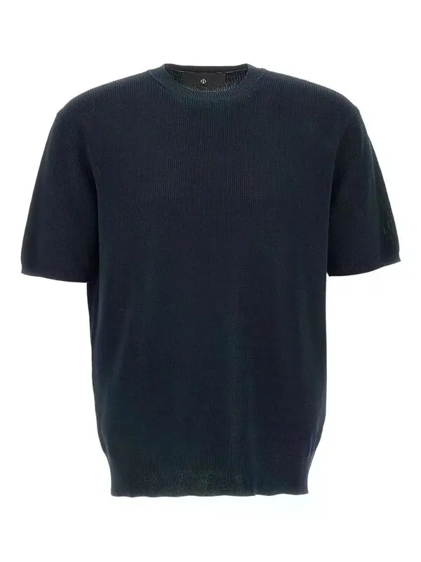 FILIPPO DE LAURENTIIS Crew-neck Ribbed T-shirt - Blue