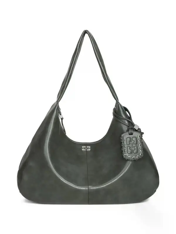 GANNI Leather Shoulder Bag - Grey