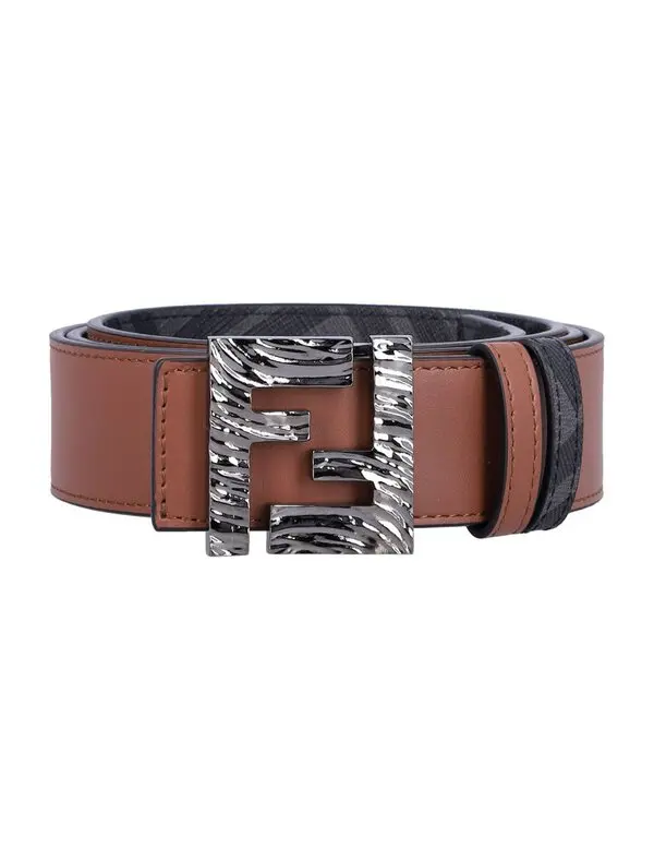 Fendi Leather Belt - Dark Nut+nero