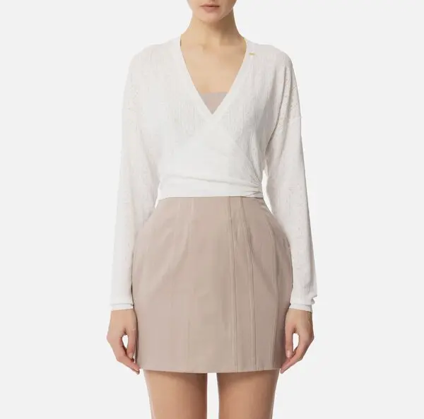 Elisabetta Franchi Tricot Knit Top - Beige