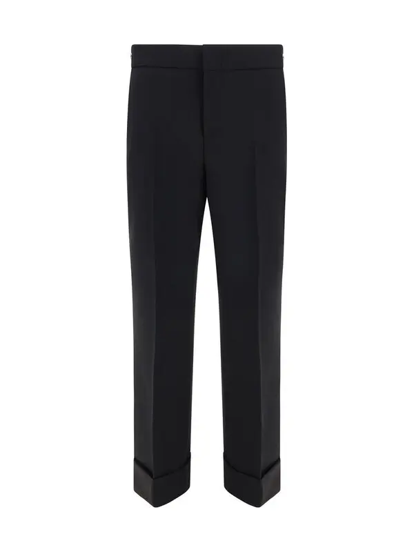 Gucci Slim Fit Wool Trousers With Horsebit Detail
