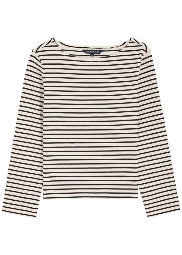 Veronica Beard Hovey Striped Knit Top - White And Black