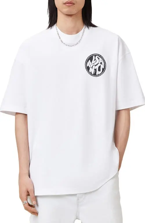 All Saints Distortion Oversize Graphic T-shirt - Ashen White
