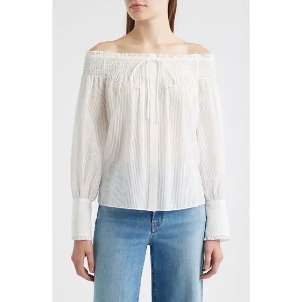 Kobi Halperin Cotton & Silk Off-the-shoulder Top - White