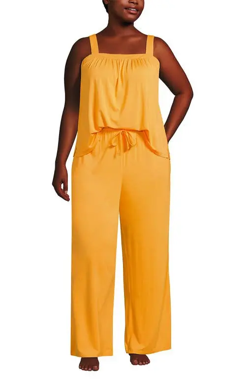 LANDS' END Cooling 2 Piece Pajama Setsleeveless Square Neck Top And Pants - Sweet Mango