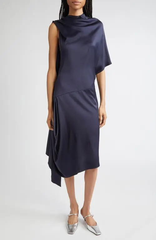 Stella McCartney Asymmetric Satin Midi Dress - 4101 - Ink