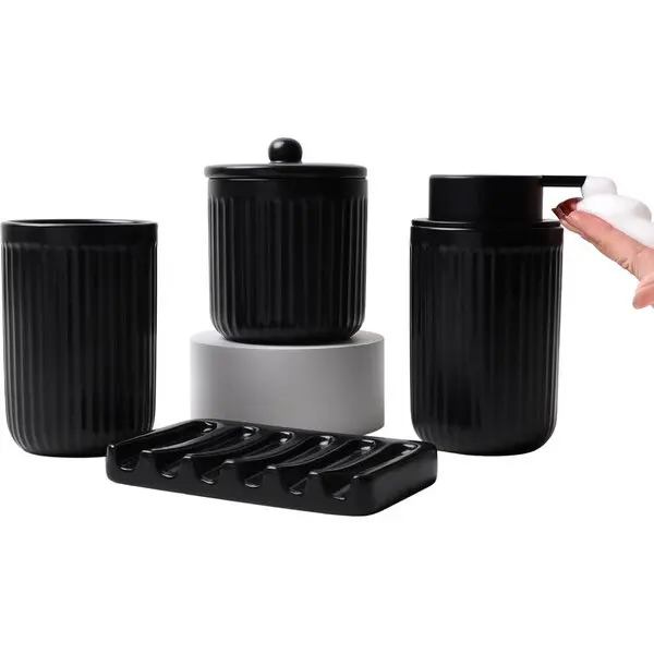 BOSILUNLIFE Pockmark 4-piece Foaming Bathroom Set Sustainable Ceramic