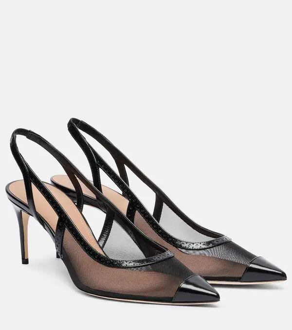 MALONE SOULIERS Aubrey 70 Mesh Slingback Pumps - Black
