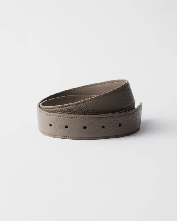 Prada Leather Belt Strap - Bamboo Gray