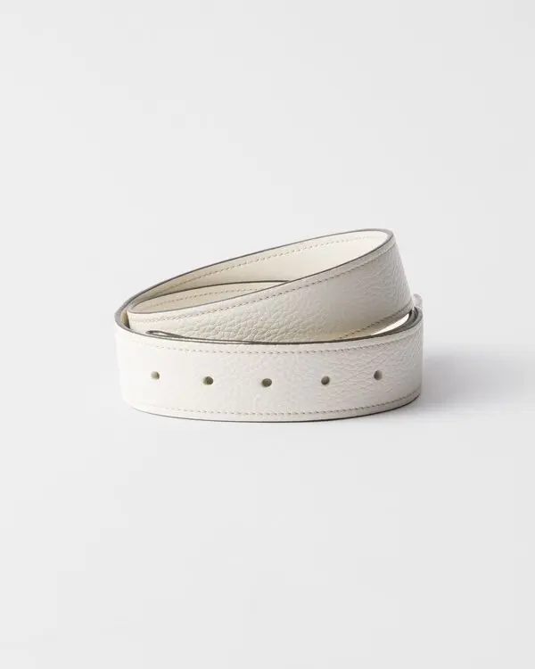 Prada Leather Belt Strap - Chalk White
