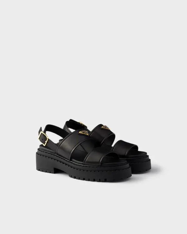 Prada Leather Sandals - Black
