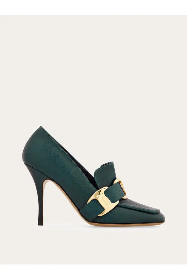 FERRAGAMO Maxi Vara Plate Pumps - Red