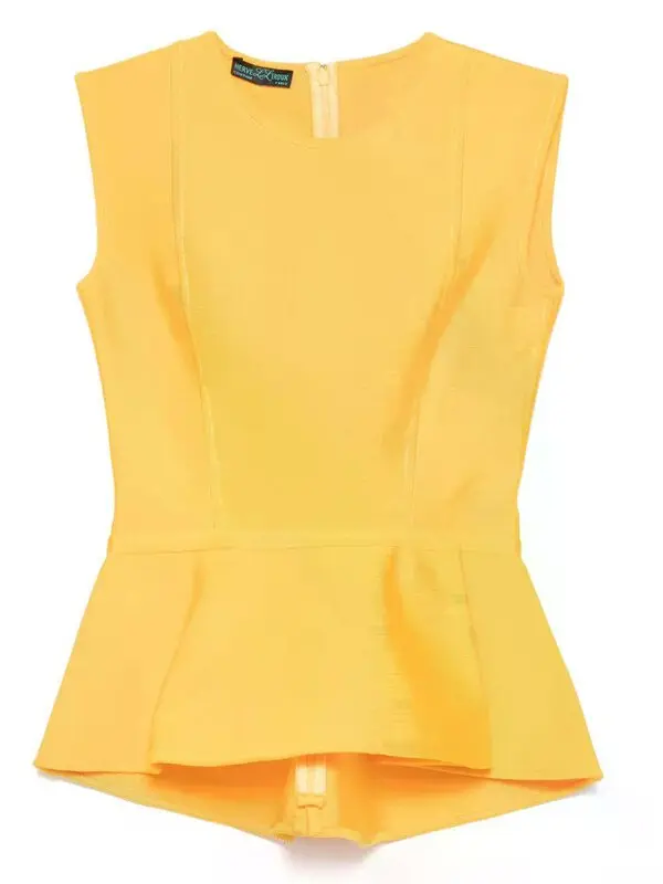 HERVE L. LEROUX Bandage Peplum Top - Yellow