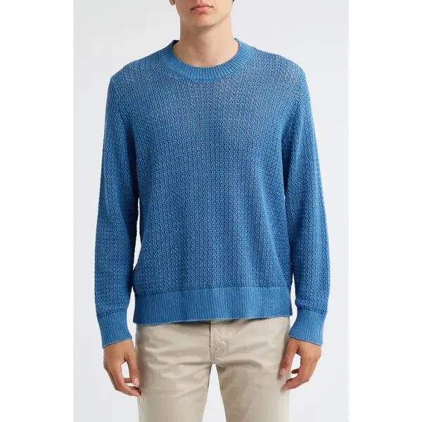 CORRIDOR Marled Organic Pima Cotton Crewneck Sweater - Blue
