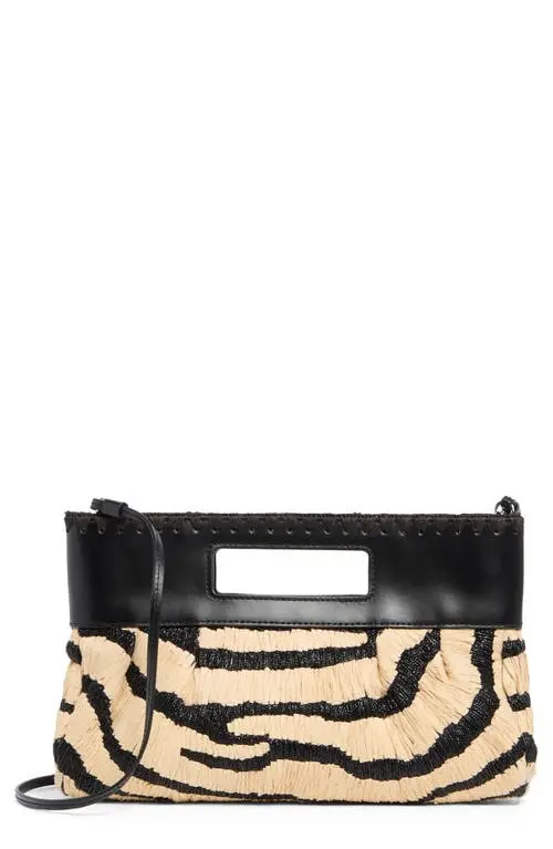 Staud Lena Raffia Clutch - Zebra Raffia