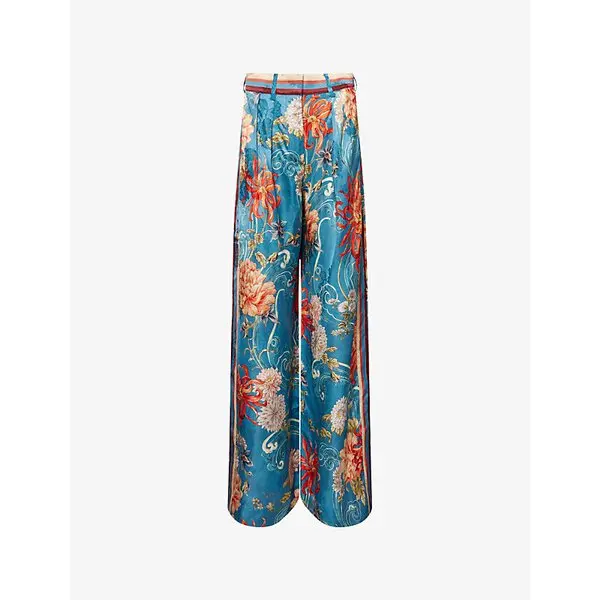 ALEMAIS Fletcher Graphic-print Wide-leg Trousers - Blue