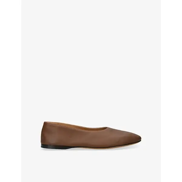 THE ROW Awar Leather Flat Shoes - Brown
