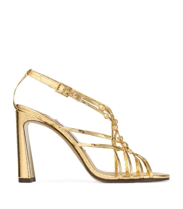 JIMMY CHOO Felice 95 Leather Sandals - Gold