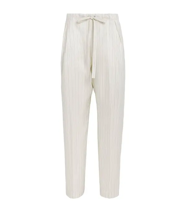 Khaite Silk Striped Trenton Trousers - Ivory