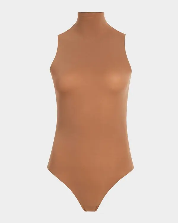 Commando Seamless Mock-neck Thong Bodysuit - Cocoa