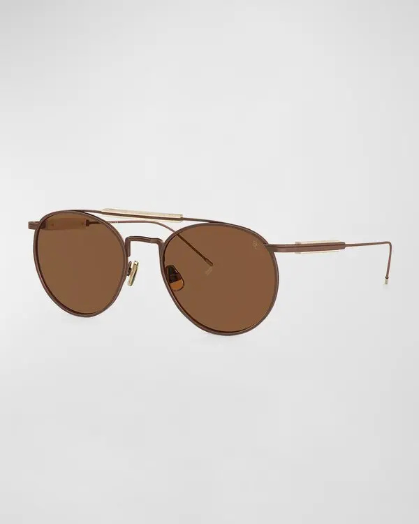 Brunello Cucinelli Titanium And Metal Crystal Aviator Sunglasses