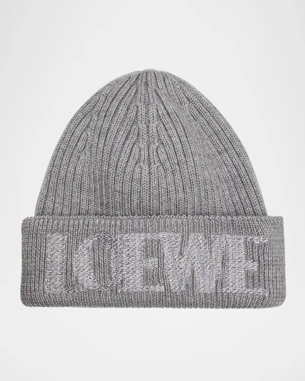 Loewe Logo Wool Beanie - Grey