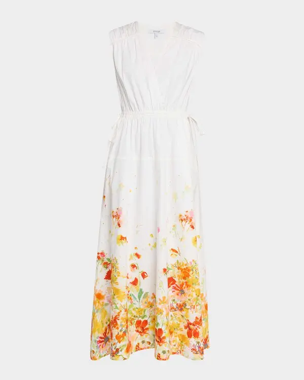 Derek Lam 10 Crosby Nara Border-print Maxi Dress - Whitepapaya Multi