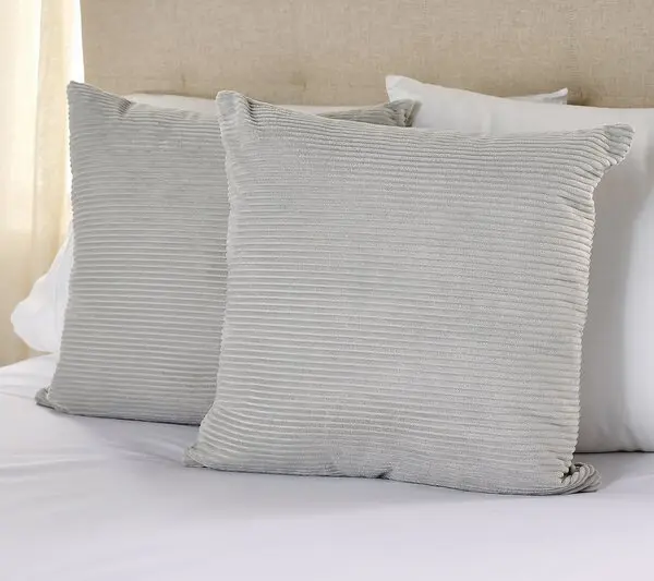 HOME REFLECTIONS S/2 Ribbed Velvet Plush 18x18 Dec Pillows