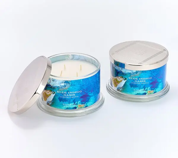HOMEWORX BY SLATKIN + CO. As Is Homeworx Slatkin & Co. S/2 18oz Candles Indigo