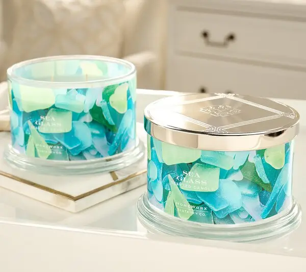 HOMEWORX BY SLATKIN + CO. As Is Homeworx Slatkin & Co. S/2 18oz Candlesseaglass