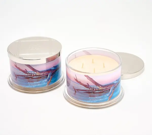 HOMEWORX BY SLATKIN + CO. As Is S/2 18oz Candles Ocean