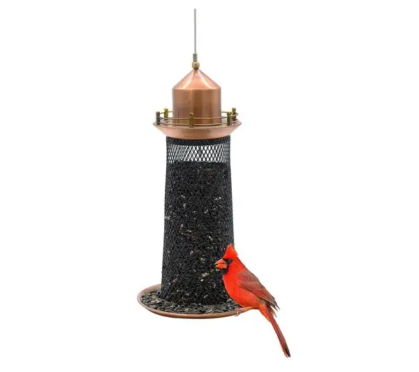 GOOD DIRECTIONS Copper Lighthouse Birdfeeder W/ Black Mesh G Ood Directions