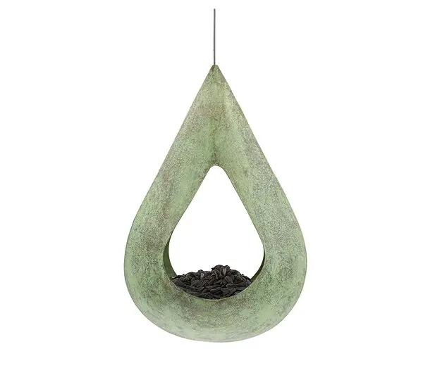 GOOD DIRECTIONS Verde Raindrop Fly-thru Copper Bird Feeder G Ood Directions