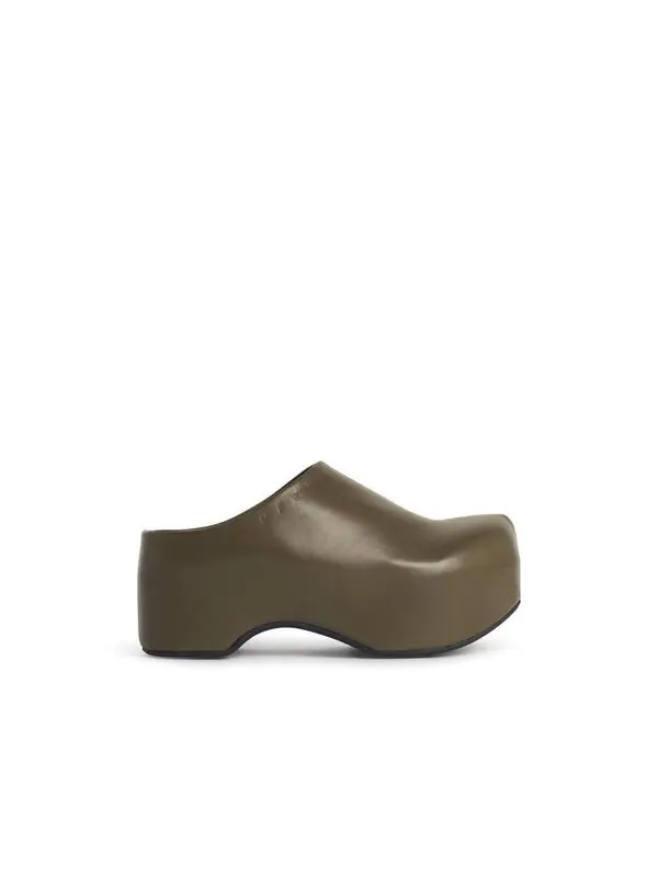 Marni Chunky Leather Clog Sabots - Green