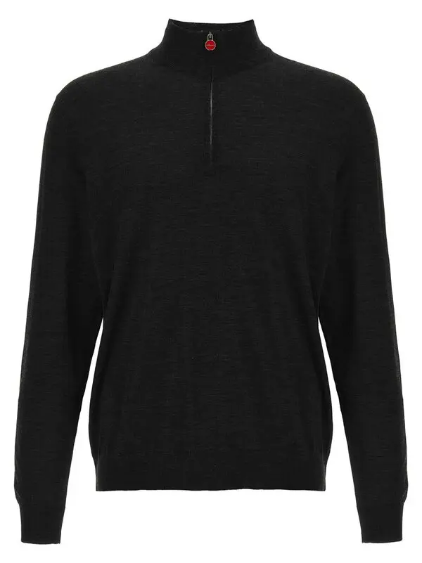 Kiton Wool Half-zip Sweater - Gray