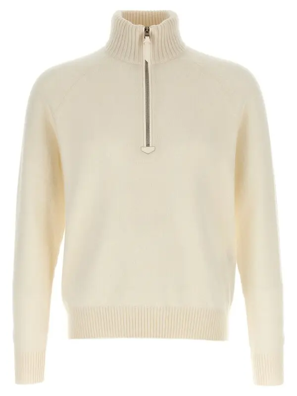 TOM FORD Half Zip Sweater - White