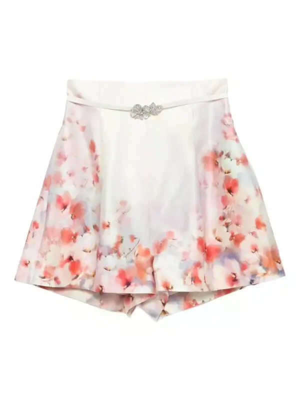 Zimmermann Floral-print High-waisted Shorts - White