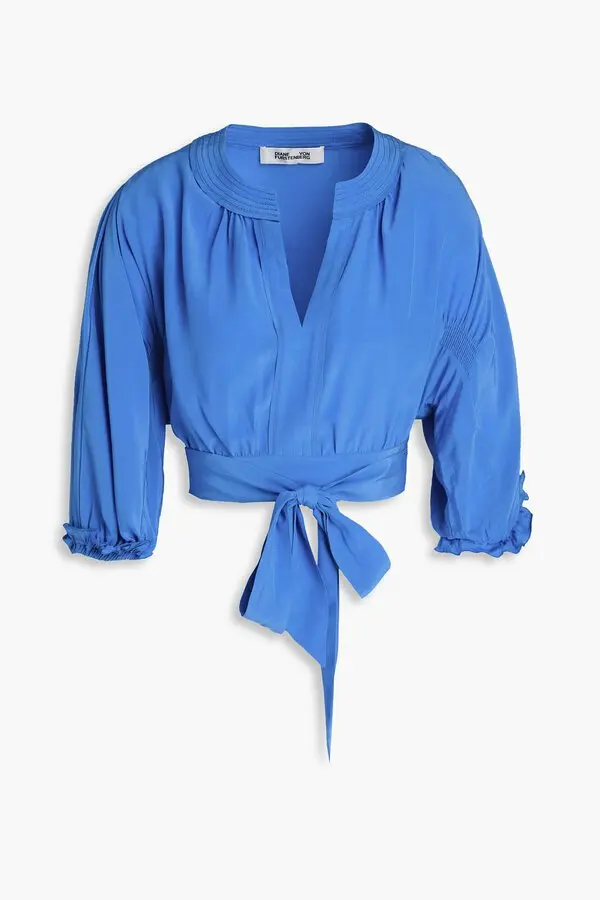 Diane Von Furstenberg Lucie Cropped Wrap Blouse
