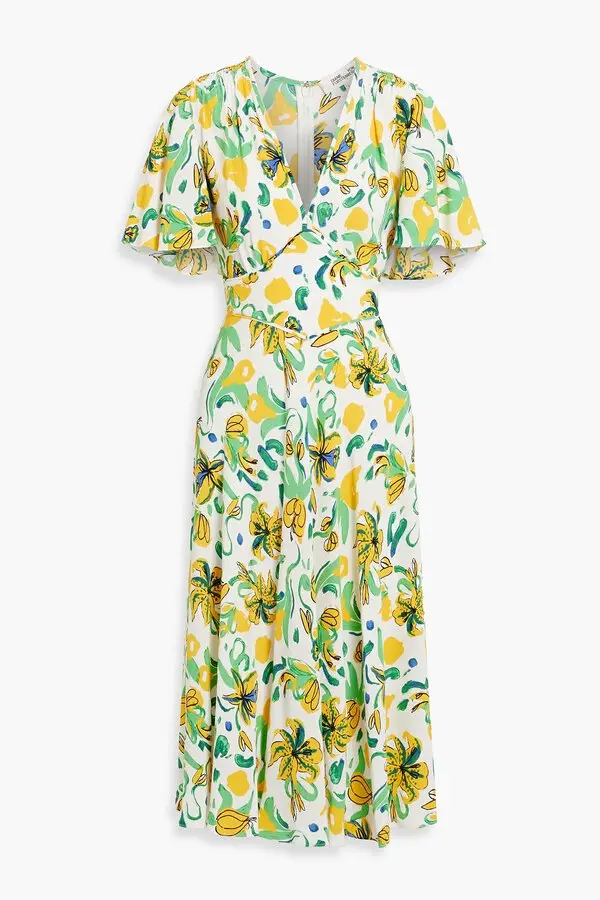 Diane Von Furstenberg Vibeke Printed Crepe Midi Dress - Jade