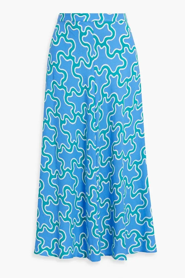 Diane Von Furstenberg Florencia Printed Woven Midi Skirt - Azure