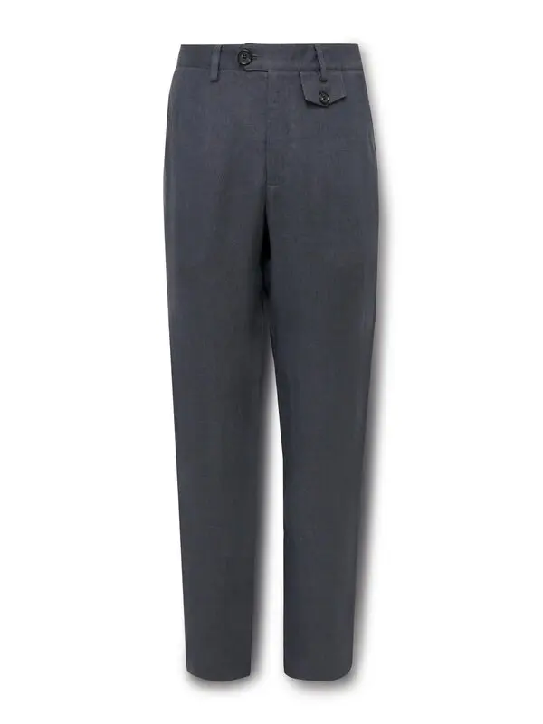 Oliver Spencer Fishtail Tapered Linen Trousers - Gray