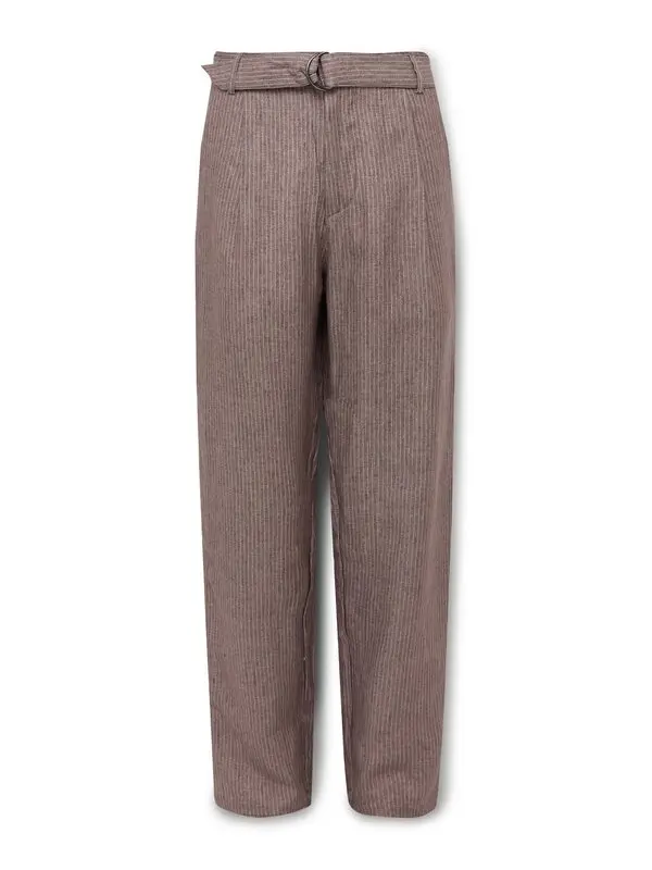 Oliver Spencer Wilkins Tapered Pinstriped Linen Suit Trousers