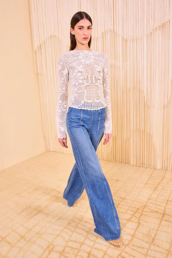 Ulla Johnson Killian Long Sleeve Crochet Top